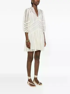 TWINSET Short Striped Lace Dress - Neutrals