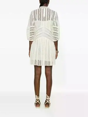 TWINSET Short Striped Lace Dress - Neutrals