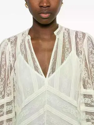 TWINSET Short Striped Lace Dress - Neutrals
