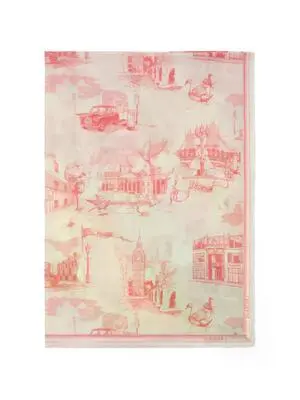 Burberry London Landmarks Wool Silk Scarf - Pink