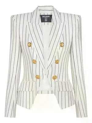 Balmain Six-button Pinstripe Blazer - White