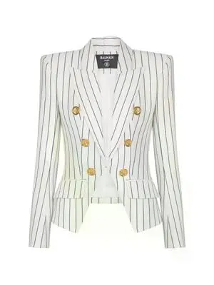 Balmain Double-breasted Striped Blazer - White