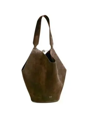 Khaite Small Lotus Suede Bucket Bag Brown