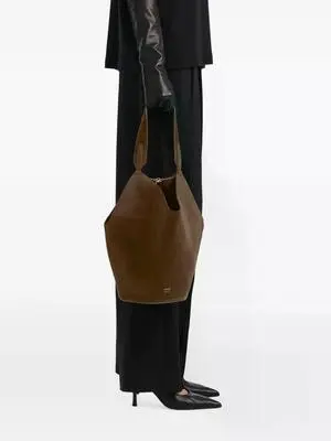 Khaite Small Lotus Suede Bucket Bag - Brown