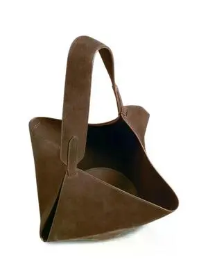 Khaite Small Lotus Suede Bucket Bag - Brown