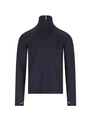 Moncler Logo Patch Turtleneck Sweater - Blue