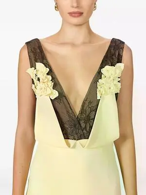 Costarellos Janessa Floral-appliqué Gown - Yellow