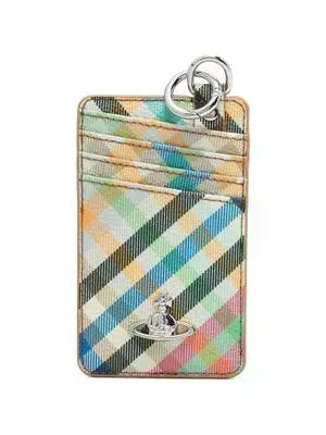 VIVIENNE WESTWOOD Plaid Vertical Card Holder - Blue