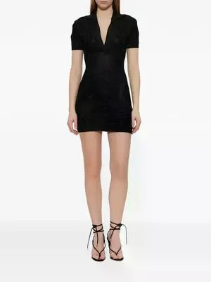 Amiri Floral Crochet Polo Mini Dress