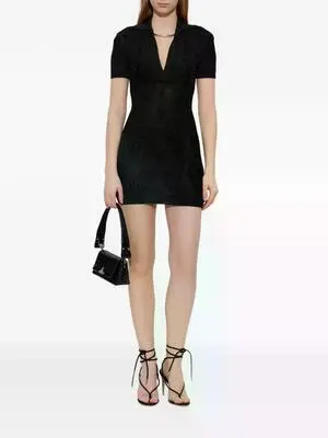 Amiri Floral Crochet Polo Mini Dress
