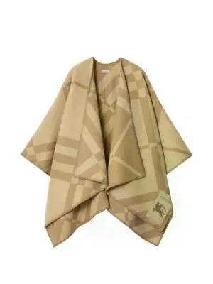 Burberry Check Wool Cashmere Cape - Neutrals