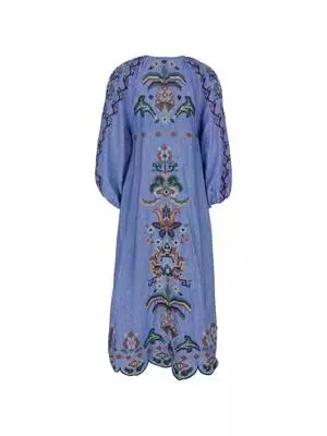 Farm Rio Garden Tapestry Embroidered Mini Dress - Blue