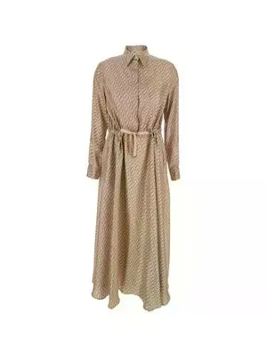 Herno Belted Patterned Midi Shirt Dress - Neutrals