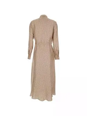 Herno Belted Patterned Midi Shirt Dress - Neutrals