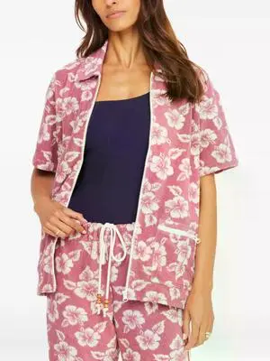 The Upside Lahaina Cabana Floral Zip Shirt - Pink