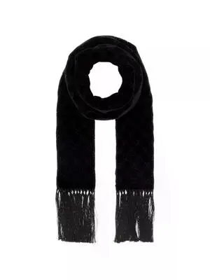 Gucci Monogram Fringed Velvet Scarf - Black