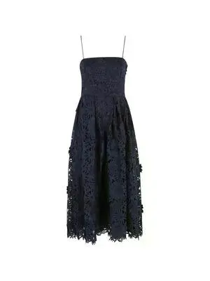 ROTATE BY BIRGER CHRISTENSEN 3d Floral Lace Flared Dress - Blue