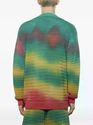 LANEUS Oversized Textured Knit Cardigan - Green