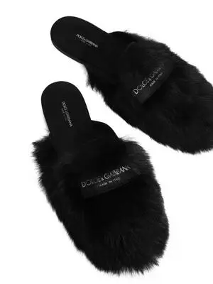 Dolce & Gabbana Fur Mules - Black