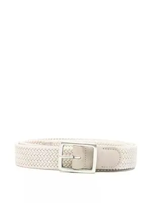 DELL'OGLIO Braided Buckle Belt - White
