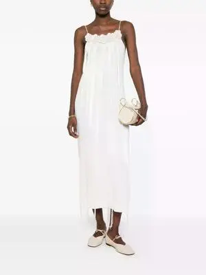 JIL SANDER Crochet Floral Slip Midi Dress - Neutrals