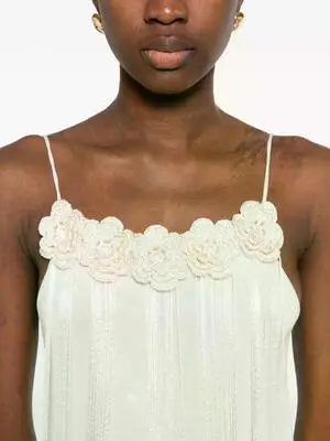 JIL SANDER Crochet Floral Slip Midi Dress - Neutrals