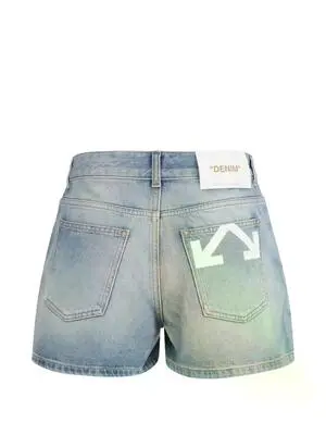 Off-White Bleached Arrow Denim Shorts - Blue