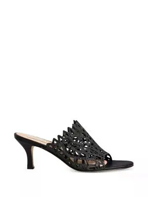Alberta Ferretti Broderie-anglaise Sandals - Black