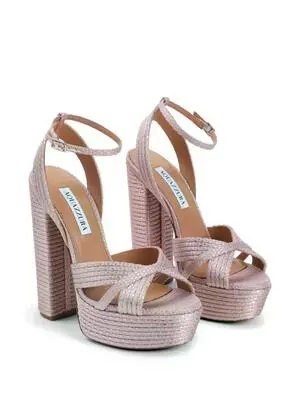 AQUAZZURA Sundance Plateau Crossover Platform Sandals - Pink