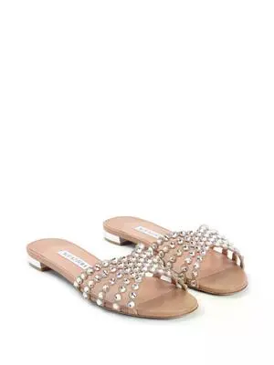 AQUAZZURA Tequila Crystal-embellished Sandals - Neutrals