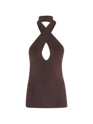 Federica Tosi Crossover Halter Top - Brown