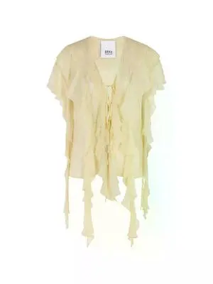 Erika Cavallini Lia Ruffled Tie Blouse - Neutrals