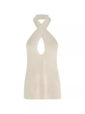 Federica Tosi Cross Halter Top - Neutrals