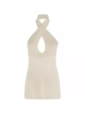 Federica Tosi Cross Halter Top - Neutrals
