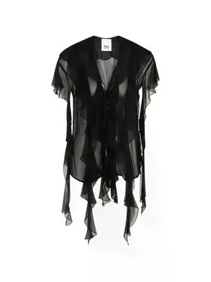 Erika Cavallini Lia Ruffled Tie Blouse - Black