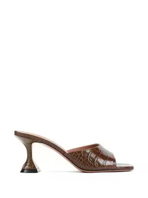 Amina Muaddi Square Toe Mules - Brown