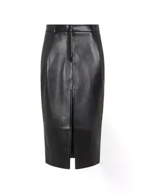 Khaite Split Leather Skirt - Black