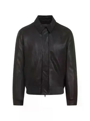 YVES SALOMON Collared Lamb Skin Jacket - Brown