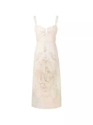 Zimmermann Drape Mermaid-print Midi Dress - Neutrals