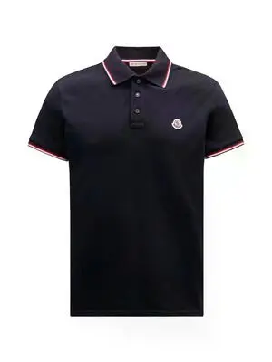 Moncler Striped Collar Polo Shirt - Blue