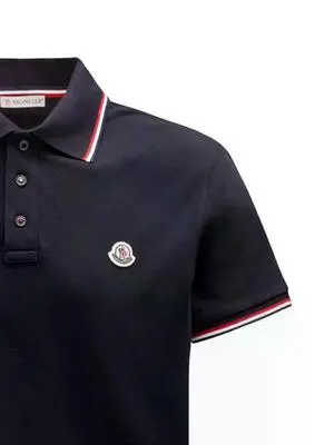 Moncler Striped Collar Polo Shirt - Blue