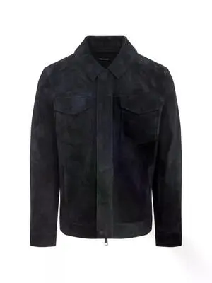 YVES SALOMON Pocket Leather Jacket - Blue