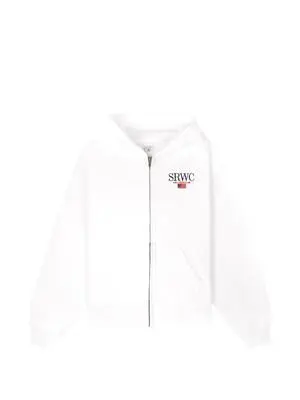 SPORTY & RICH Zipped Hooded Sweatshirt - White