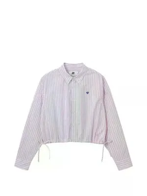 CHOCOOLATE Striped Drawstring-details Cotton Shirt - Pink