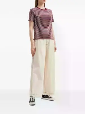 CHOCOOLATE Striped Embroidered Cotton T-shirt