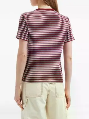 CHOCOOLATE Striped Embroidered Cotton T-shirt