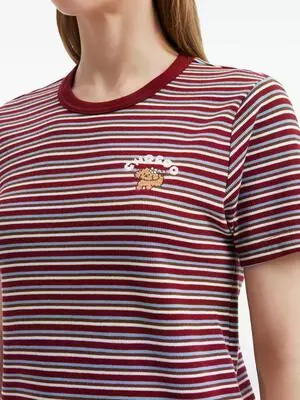 CHOCOOLATE Striped Embroidered Cotton T-shirt