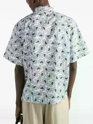 Prada Printed Cotton Blend Bowling Shirt - White