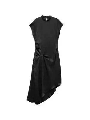 Shanghai Tang Ruched Asymmetric Dress - Black