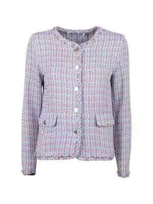Marella Emme Frayed-edges Tweed Jacket - Blue